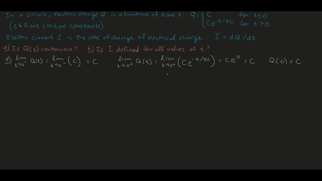 SOLVED:An electric charge, Q, in a circuit is given as a function of ...