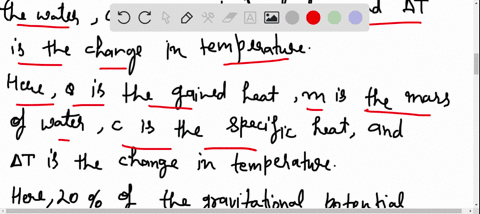 SOLVED:A waterfall is 75 m high. If 20 % of the gravitational potential ...