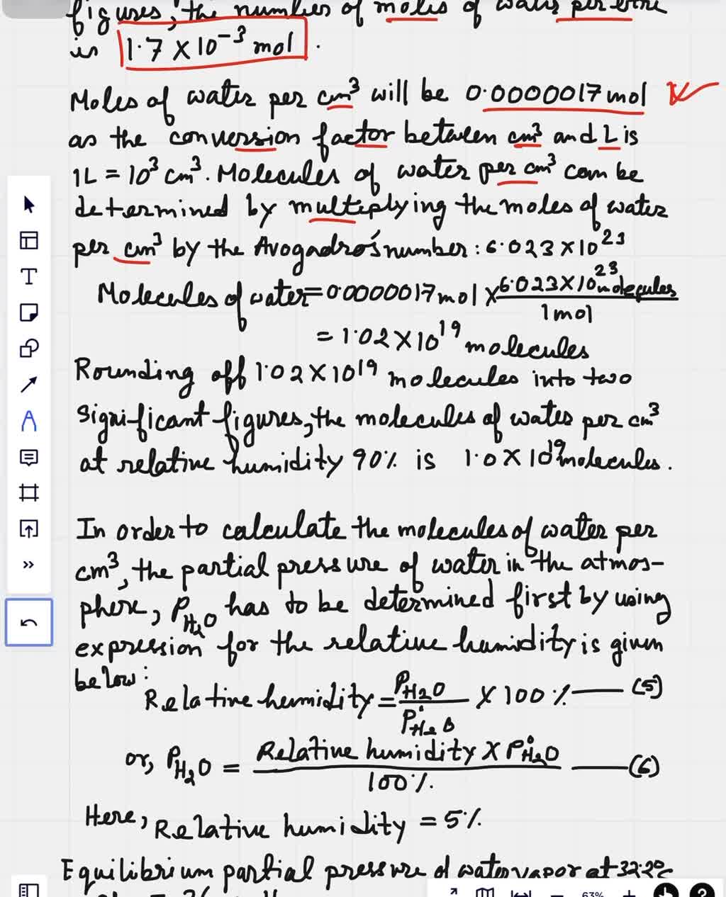 The relative humidity of air is calculated by the ratio of the partial ...