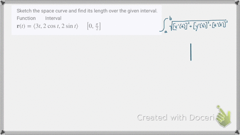 Sketch the space curve and find its length over the given interval. Function Interval 𝐫(t)=𝐢+t^2 ...