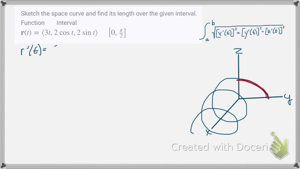 SOLVED:Sketch the space curve and find its length over the given interval. Function Interval 𝐫(t ...