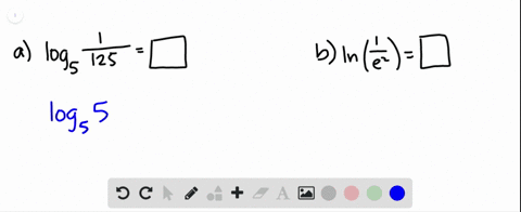 SOLVED:Find the exact value of each expression. (a) log5 (1)/(125) (b) ln((1)/(e^2))