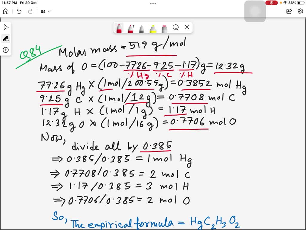 SOLVED:One compound of mercury with a molar mass of 519 contains 77.26 ...