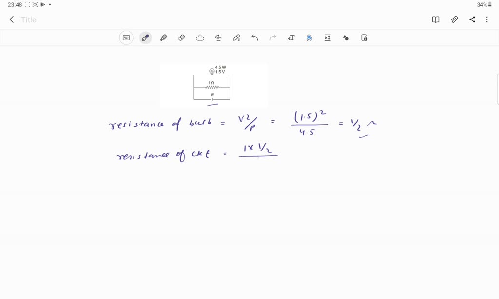SOLVED:A torch bulb rated at 4.5 W, 1.5 V is connected as shown in ...