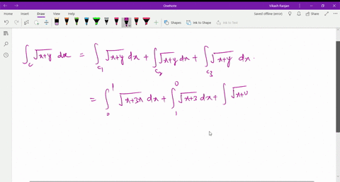 SOLVED:Find the line integrals along the given path C -∫C √(x+y) d x ...