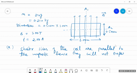 SOLVED:A uniform rectangular coil of total mass 210 g and dimensions 0.500 m ×1.00 m is oriented ...