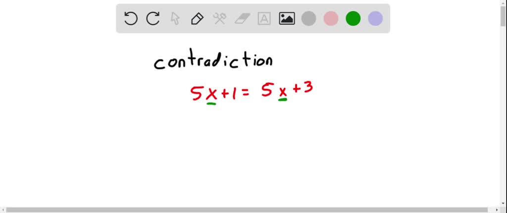 SOLVED:An equation that is a contradiction has (choose one): One ...