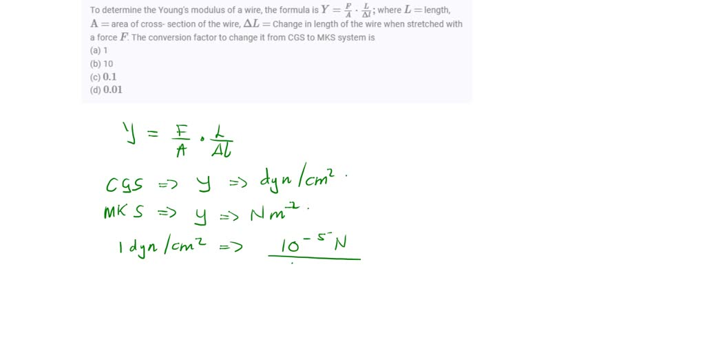⏩SOLVED:To determine the Young's modulus of a wire, the formula is ...