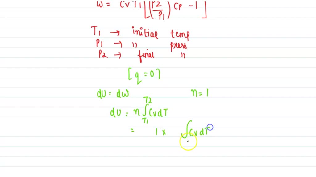 The work involved (w) in an isothermal expansion of n moles of an ideal ...