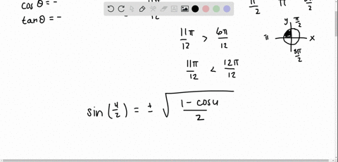SOLVED:Use a half-angle identity to find exact values for sinθ, cosθ, and tanθfor the given ...