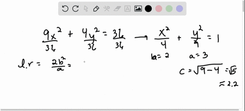 SOLVED:Sketch the graph of the ellipse, using latera recta. 9 x^2+4 y^2=36