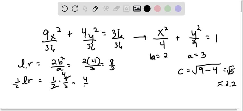 SOLVED:Sketch the graph of the ellipse, using latera recta. 9 x^2+4 y^2=36