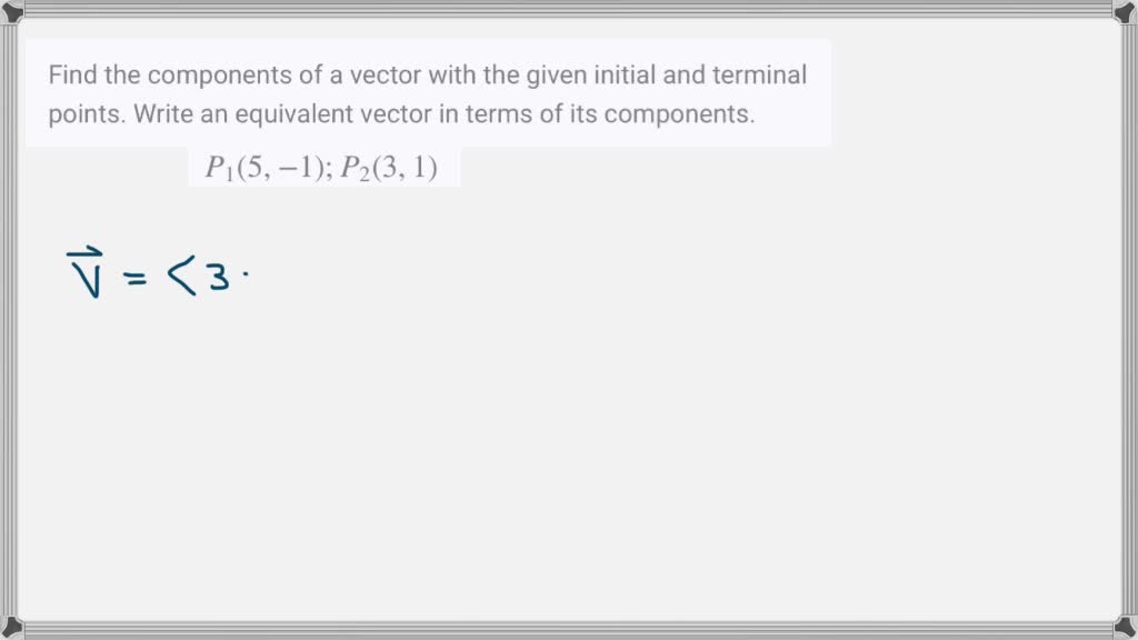 ⏩SOLVED:Find the components of a vector with the given initial and ...