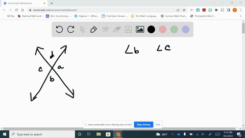 SOLVED:Refer to the figure. Describe the pair of angles, ∠b and ∠c, as ...