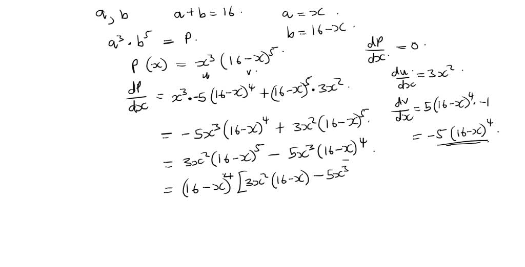 SOLVED Two Numbers Have Sum 16 What Are The Numbers If The Product Of The Cube Of One And The 