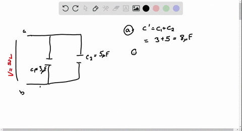 SOLVED: In Fig. E24.17, each capacitor has C = 4.00μF and Vab = +28.0 V ...