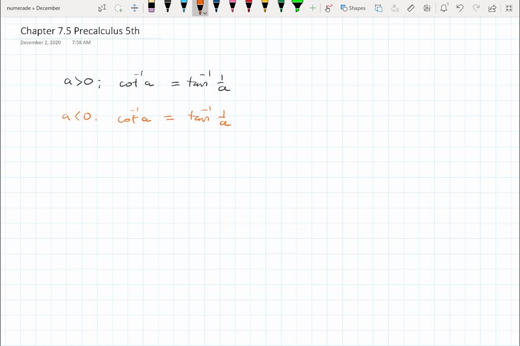 ⏩SOLVED:For positive values of a, cot^-1 a is calculated as tan^-1 ...