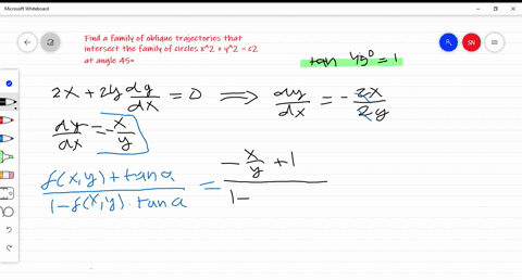 ⏩SOLVED:Find a family of oblique trajectories that intersect the ...