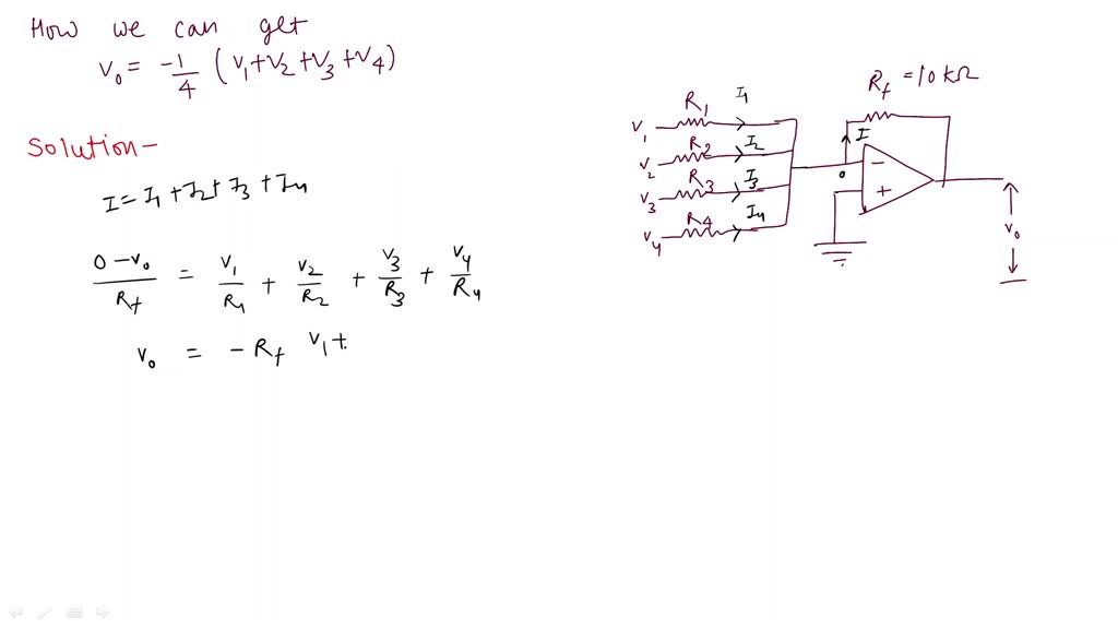 Using a summing amplifier, construct a circuit that will provide an output voltage that is the ...