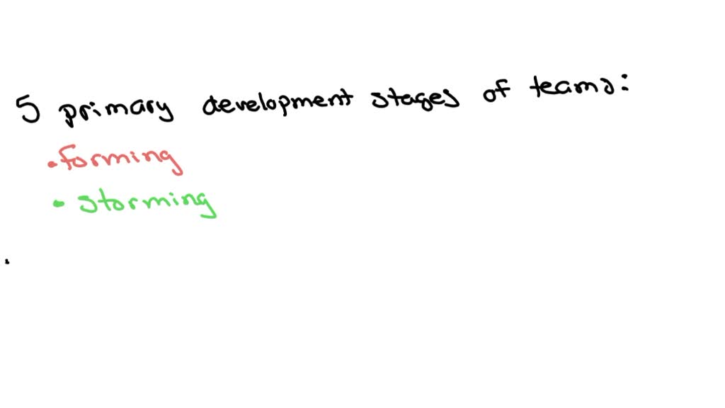 What are the five primary development stages of teams? | Numerade