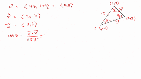 SOLVED:Use vectors to find the interior angles of the triangle with the ...