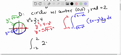 SOLVED: Evalúe la integral doble. (2 x-y) d A, D está acotada por el ...