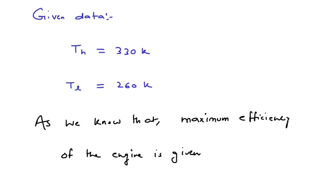 SOLVED:Calculate A heat engine has a high-temperature reservoir at 330 ...