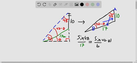 SOLVED: Angle of Elevation A 10-meter telephone pole casts a 17 -meter ...