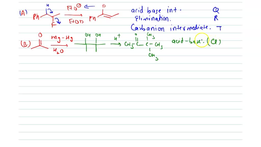 SOLVED:(A) (B) (C) (D) (P) Free radical intermediate (Q) Acid-Base ...