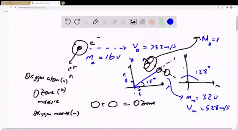 SOLVED:61. An oxygen atom (mass 16 u) moving at 733 m / s at 15.0^∘ ...