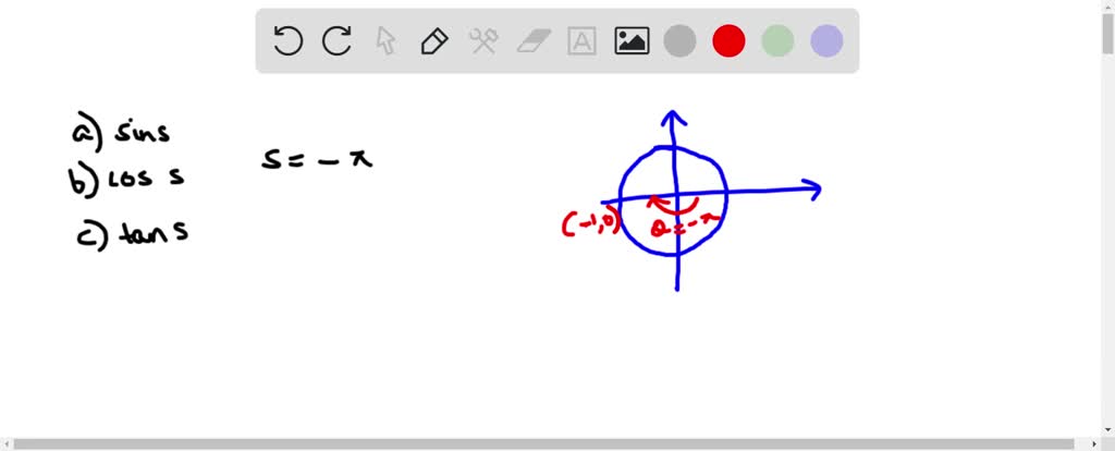 Find the exact values of (a) sins,(b) coss, and (c) tan s for each real ...