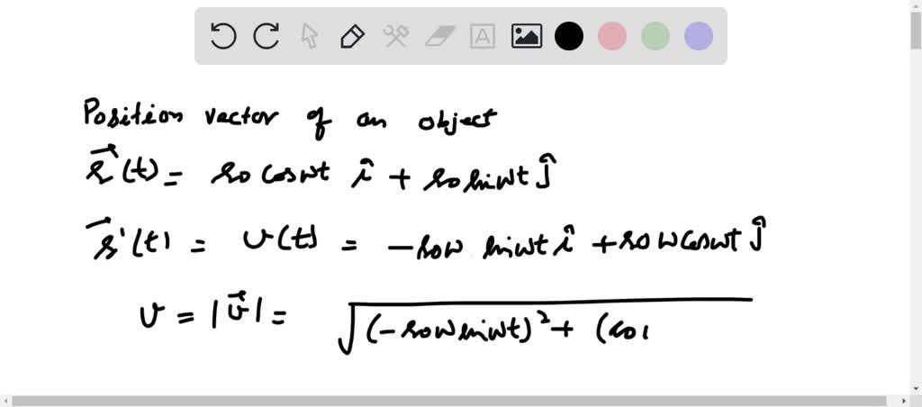 SOLVED:An object moves over a circle of radius r according to the formula, 𝐫(t)=(r cos(ωt), r ...