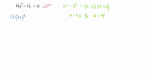 SOLVED:Solve each equation. 4 p^2-16=0