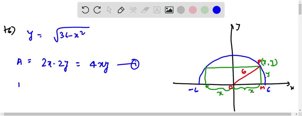 Geometry A rectangle is bounded by the x -axis and the semicircle y=√ ...