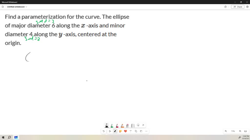 ⏩SOLVED:Find a parameterization for the curve. The ellipse of major… | Numerade