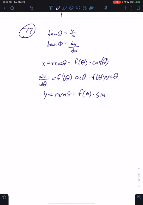SOLVED: Let P be any point (except the origin) on the curve r = f(θ ...