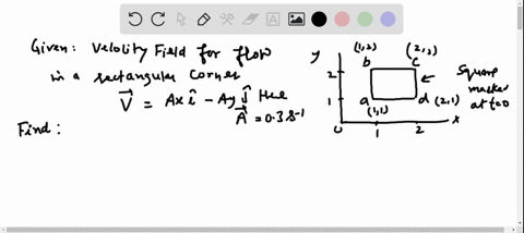 SOLVED:Consider the velocity field for flow in a rectangular "corner ...