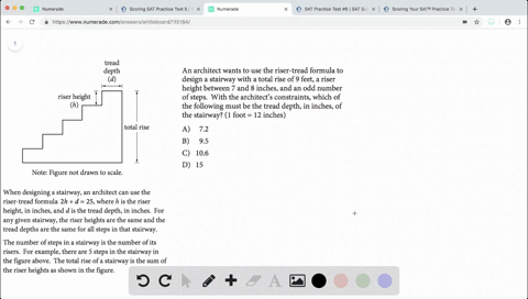 SOLVED:An architect wants to use the riser-tread formula to design a ...