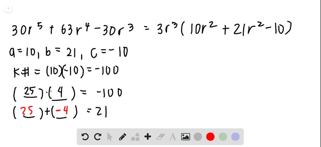 SOLVED:Factor. If the polynomial is prime, so indicate. 30 r^5+63 r^4 ...