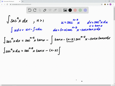 SOLVED:Show that for any integer n>1, we have the reduction formula ∫sec^n x d x=(1)/(n-1) sec^n ...