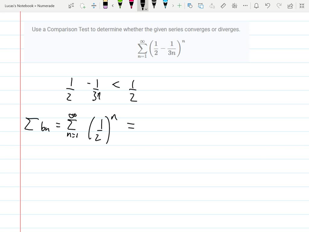 Solved Use Comparison Tests To Determine Whether The Infinite Series Converge Or Diverge ∑n 1 ∞