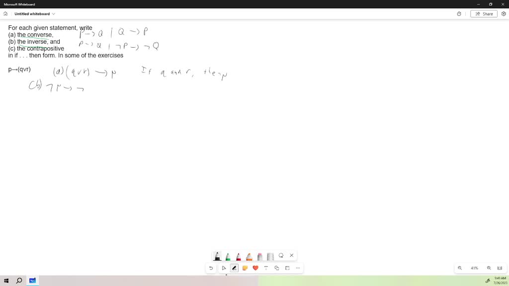 SOLVED:6. Let p, q, r denote primitive statements. Write the converse, nverse, and ...