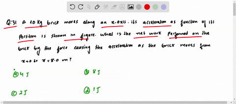 SOLVED:A 10 kg brick moves along an x-axis. Its acceleration as a ...
