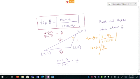 SOLVED:Find the slope of each side of the triangle, and use the slopes ...