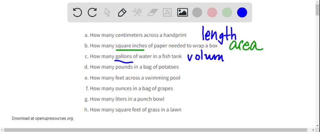 IN YOUR OWN WORDS Contrast measuring length, area, and volume. | Numerade
