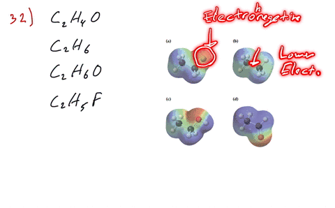 SOLVED:Electrostatic potential maps of acetaldehyde (C2 H4 O), ethane ...