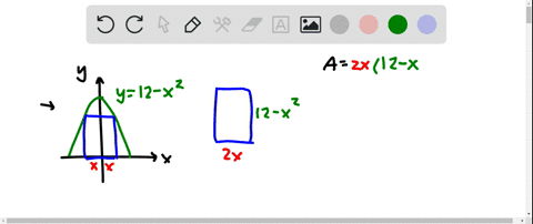 SOLVED:A rectangle has its base on the x -axis and its upper two vertices on the parabola y=12-x ...