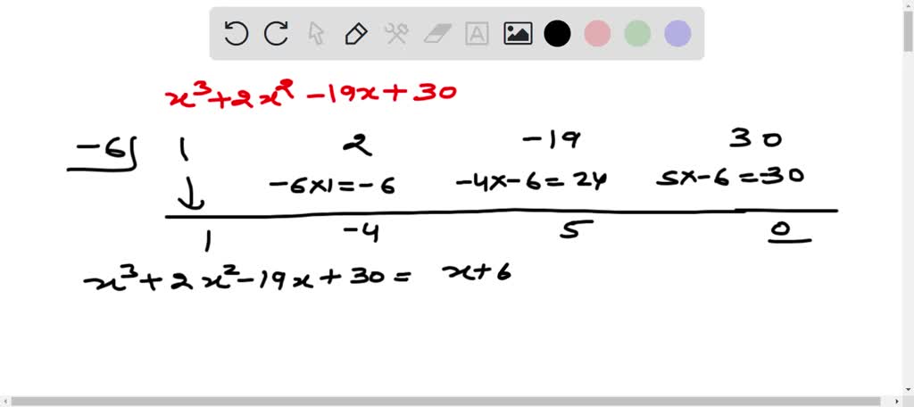 ⏩SOLVED:Given that x=-6 is a zero of the polynomial x^3+2 x^2-19… | Numerade