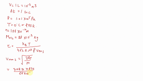 SOLVED:88. Find the total number of collisions between molecules in 1.00 s in 1.00 L of nitrogen ...