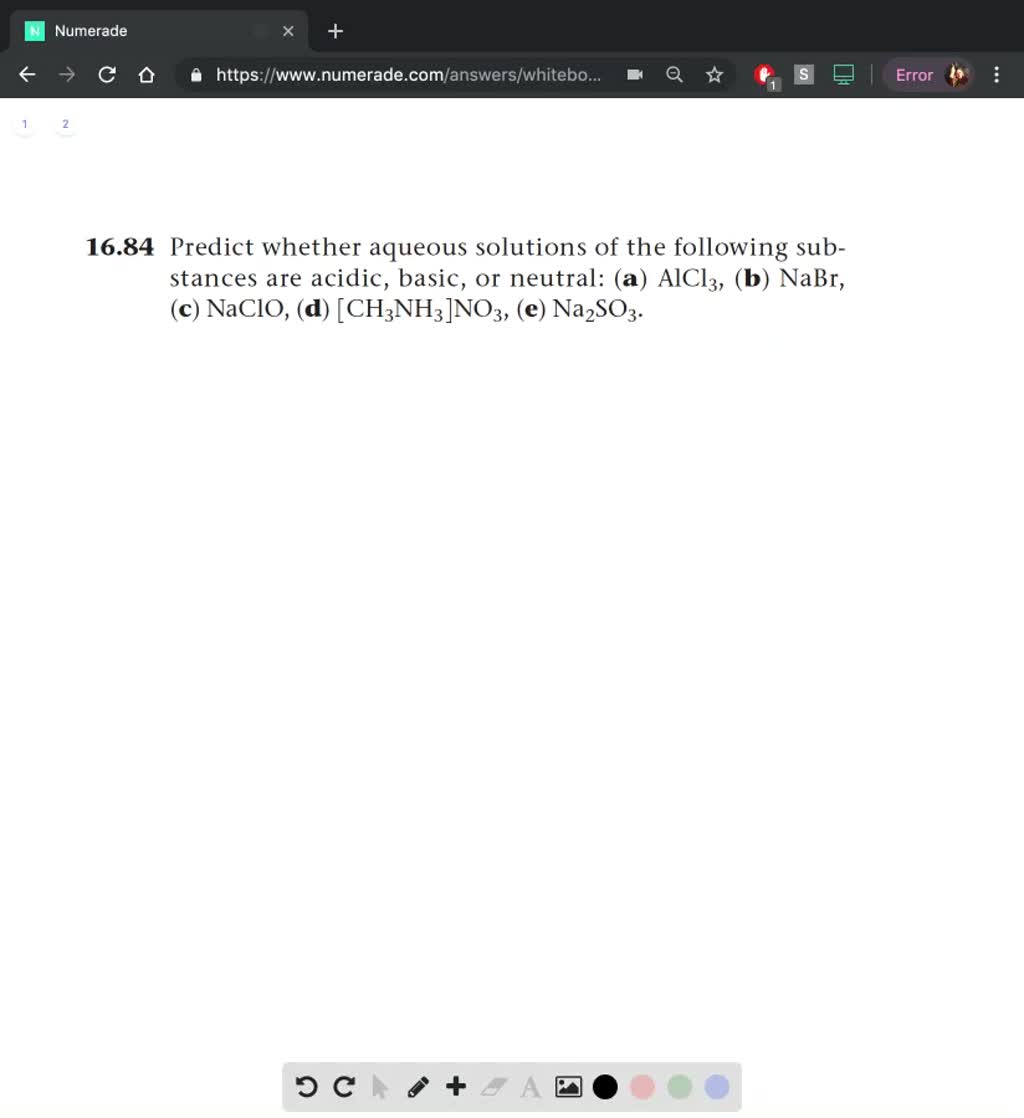 SOLVED:Predict whether aqueous solutions of the following subsstances ...